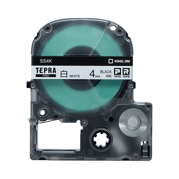 （まとめ） キングジム テプラ PRO テープカートリッジ 4mm 白／黒文字 SS4K 1個 【×5セット】 送料無料