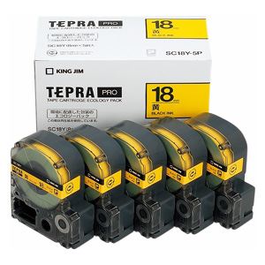 キングジム PROテープエコパック 18mm 黄 5個入 SC18Y-5P エコな18mm黄テープ5個入り プロ仕様で使いやすい キングジムが贈る、環境にやさしいテープパック 送料無料
