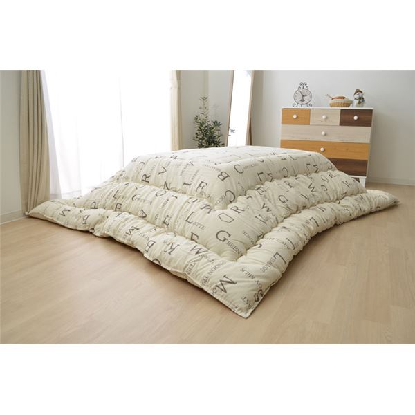 こたつ布団 【単品 正方形 アイボリー 約205×205cm】 インド綿100％ 耐久性 通気性 ドライクリーニング対応 〔リビング〕 乳白色 送料無料