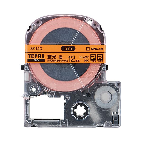 （まとめ） キングジム テプラ PRO テープカートリッジ 12mm 蛍光オレンジ／黒文字 SK12D 1個 【×5セット】 送料無料