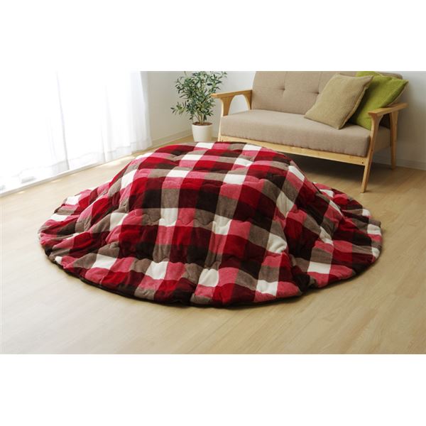 薄掛け こたつ布団 【ローズ 直径約220cm】 円型 洗える ウォッシャブル 撥水加工 コンパクト整理 収納 フランネル素材