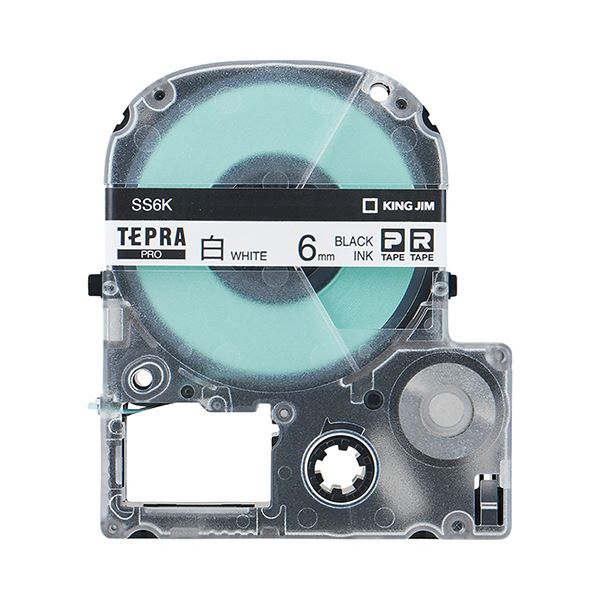 （まとめ） キングジム テプラ PRO テープカートリッジ 6mm 白／黒文字 SS6K 1個 【×5セット】 送料無料