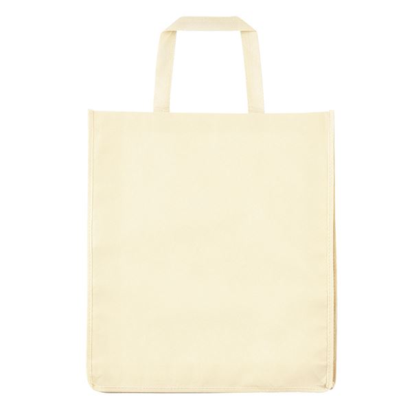 (まとめ) マチ付不織布トートバッグ タテ型 ベージュ 【×40セット】