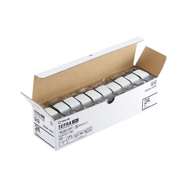 キングジム PROテープ エコパック 白ラベル 24mm 10個入 SS24K-10PN 送料無料