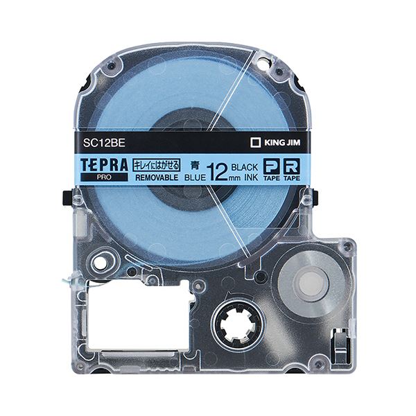 （まとめ） キングジム テプラ PRO テープカートリッジ キレイにはがせるラベル 12mm 青／黒文字 SC12BE 1個 【×5セット】