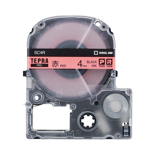 （まとめ） キングジム テプラ PRO テープカートリッジ パステル 4mm 赤／黒文字 SC4R 1個 【×5セット】 送料無料
