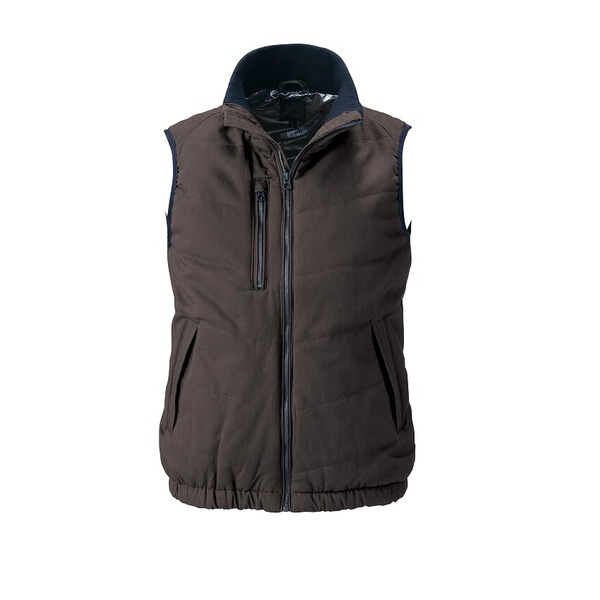 【村上被服製】 防寒ベスト/作業着 【ブラウン L】 ソフト綿素材 保温裏アルミ コットン ポリエステル 6200series 6299 茶 送料無料