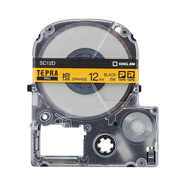 （まとめ） キングジム テプラ PRO テープカートリッジ パステル 12mm オレンジ／黒文字 SC12D 1個 【×5セット】 送料無料