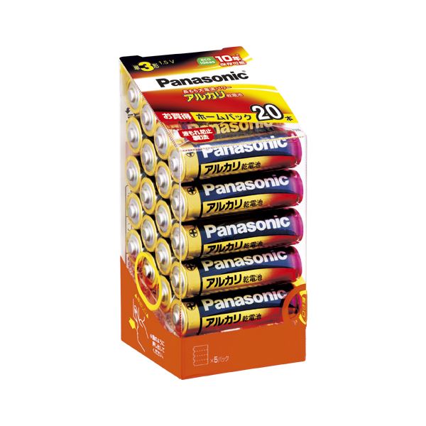 （まとめ） パナソニック アルカリ乾電池 パナソニックアルカリ（金） LR6XJ/20SH(20本入) 【×3セット】 10年間の使用推奨期限で、安心の長期保存 パワフルなアルカリ乾電池20本入り×3セット 送料無料