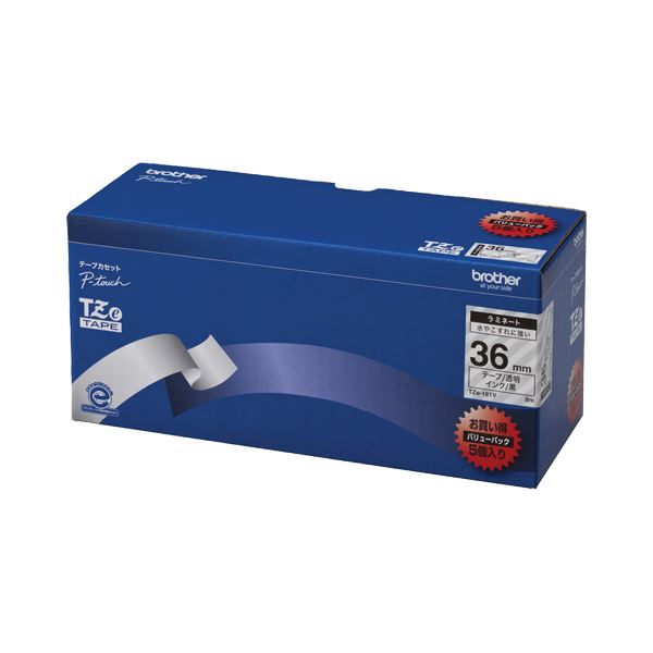 (まとめ）ブラザー BROTHER ピータッチ TZeテープ ラミネートテープ 36mm 透明/黒文字 業務用パック TZE-161V 1パック(5個)【×3セット】 送料無料