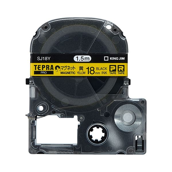 (まとめ) キングジム テプラ PRO テープカートリッジ マグネットテープ 18mm 黄／黒文字 SJ18Y 1個 【×10セット】