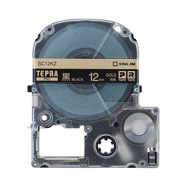 (まとめ) キングジム テプラ PRO テープカートリッジ パステル 12mm 黒／金文字 SC12KZ 1個 【×10セット】