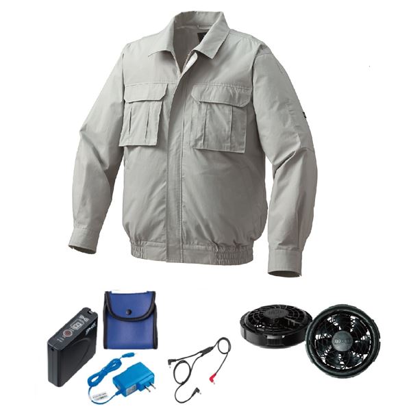 KU91900 空調服 R 綿薄手 脇下マチ付き FAN2300B・RD9261・LISUPER1セット モスグリーン 5L 緑 送料無料