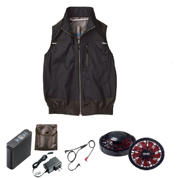 KU92120 空調服 R ポリエステル製 遮熱フルハーネス仕様ベスト FAN2200BR・RD9261・LIPRO2セット ダークブルー M 青