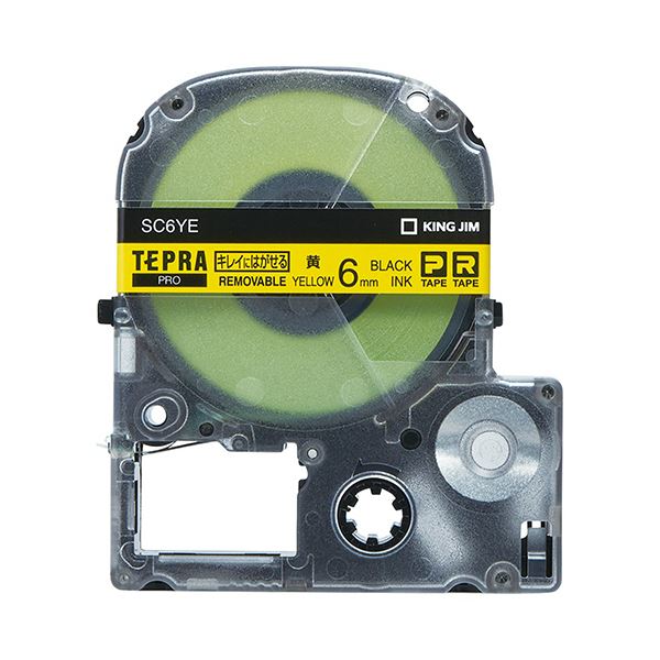 (まとめ) キングジム テプラ PRO テープカートリッジ キレイにはがせるラベル 6mm 黄／黒文字 SC6YE 1個 【×10セット】