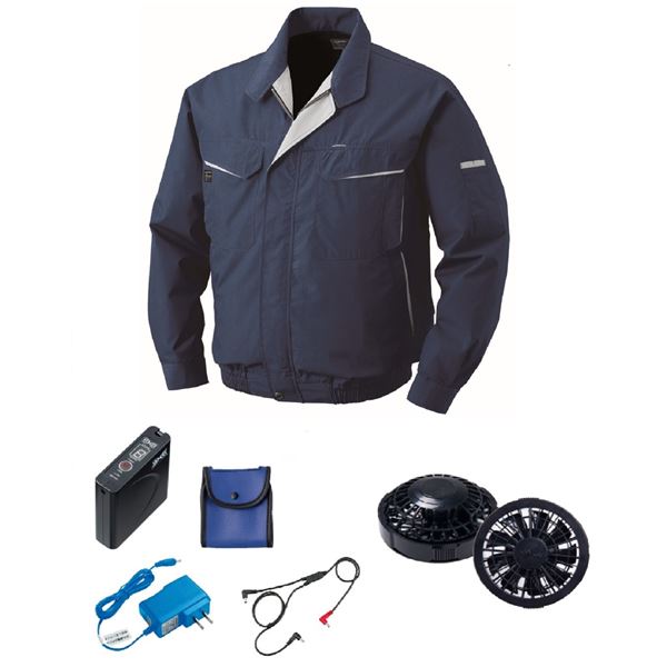 KU90470 空調服 R 綿・ポリ混紡 FAN2200B・RD9261・LISUPER1セット ネイビー 5L 送料無料