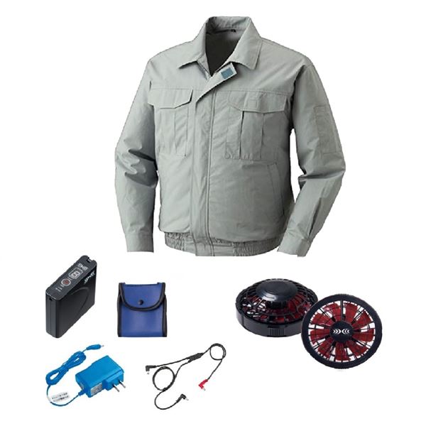 KU90550 空調服 R 綿薄手 FAN2200BR・RD9261・LISUPER1セット モスグリーン LL 緑 送料無料