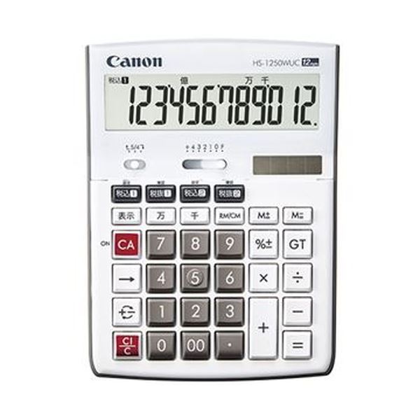 （まとめ）キヤノン 卓上電卓 HS-1250WUC12桁 3896C001 1台【×5セット】 送料無料
