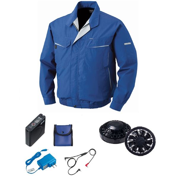 KU90470 空調服 R 綿・ポリ混紡 FAN2200B・RD9261・LISUPER1セット ブルー 4L 青 送料無料