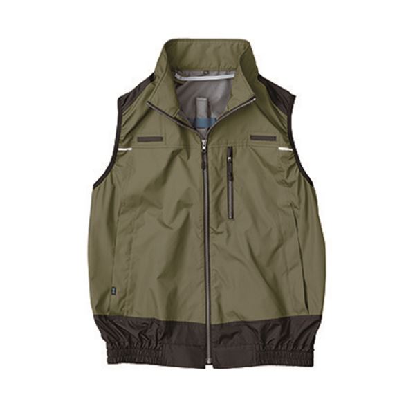 KU92120 空調服 R ポリエステル製 遮熱フルハーネス仕様ベスト 服のみ カーキグリーン LL 緑 熱を遮断するフルハーネス仕様のカーキグリーン空調服 快適なポリエステル製ベストで、暑さを吹き飛ばせ 緑 送料無料