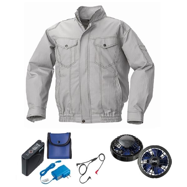 KU92040 空調服 R 綿 ヘリンボーン FAN2400SPBB・RD9261・LISUPER1セット シルバー M 送料無料
