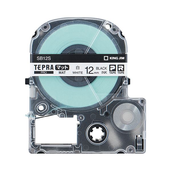 (まとめ) キングジム テプラ PRO テープカートリッジ マットラベル 12mm 白／黒文字 SB12S 1個 【×10セット】
