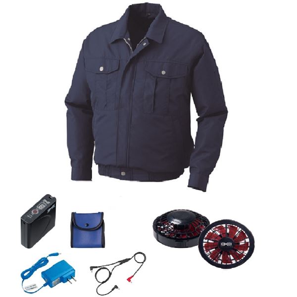 KU90540 空調服 R ポリエステル製 FAN2200BR・RD9261・LISUPER1セット ダークブルー 4L 青 送料無料