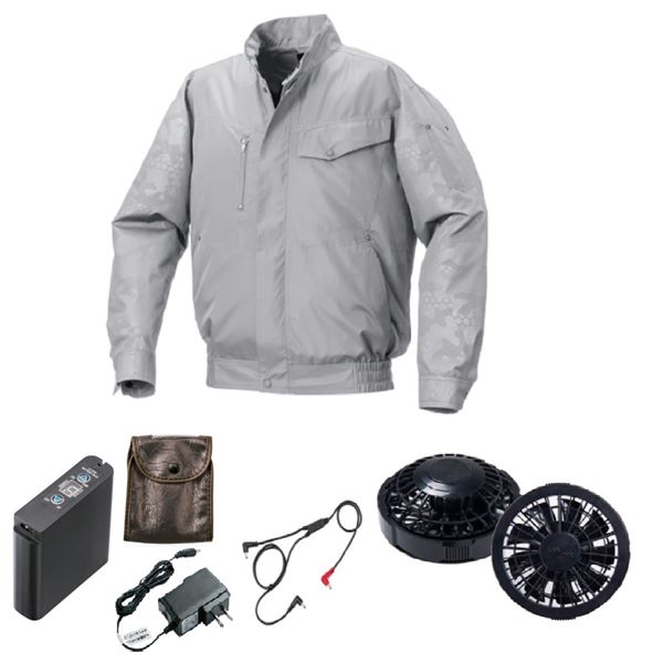 KU92000 空調服 R ポリエステル製 エンボスプリント FAN2200B・RD9261・LIPRO2セット グレー×グレーエンボス 3L 送料無料