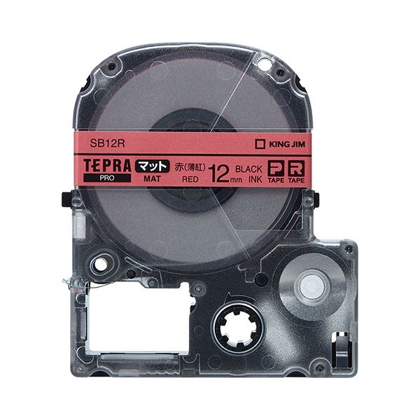 (まとめ) キングジム テプラ PRO テープカートリッジ マットラベル 12mm 赤（薄紅）／黒文字 SB12R 1個 【×10セット】