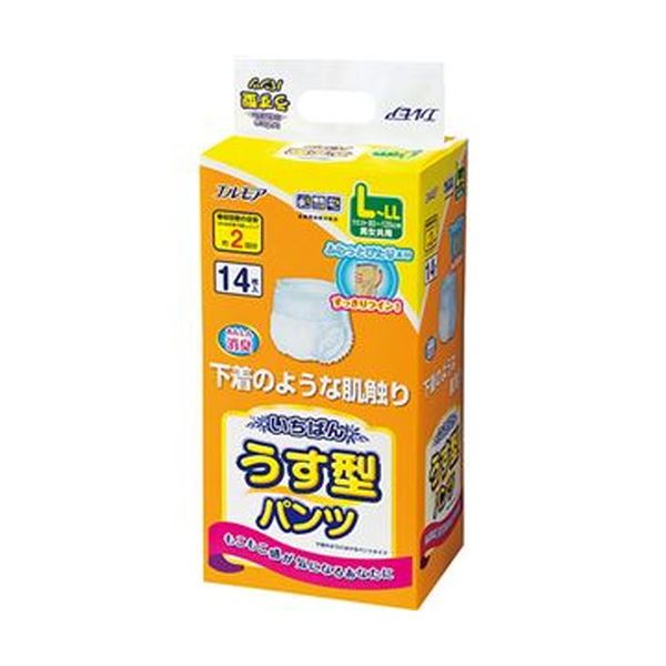 （まとめ）カミ商事 エルモア いちばんうす型パンツ L-LL 1パック（14枚）【×10セット】 驚くほど薄くても、確かな吸収力 快適な柔らかさでスッキリ 送料無料