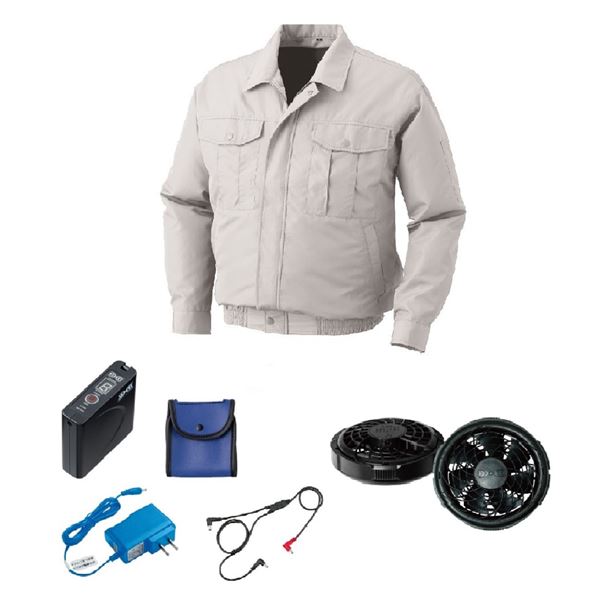 KU90540 空調服 R ポリエステル製 FAN2300B・RD9261・LISUPER1セット シルバー S 快適な風を纏う、進化した空調服 ポリエステル製の最新モデル、FAN2300B・RD9261・LISUPER1セット シルバー S 送料無料