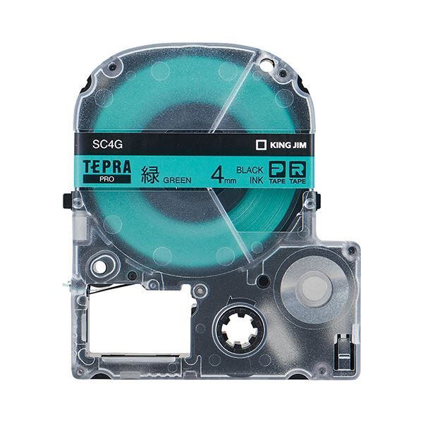 (まとめ) キングジム テプラ PRO テープカートリッジ パステル 4mm 緑／黒文字 SC4G 1個 【×10セット】