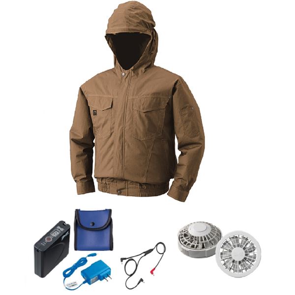 KU91410 空調服 R 綿薄手フード付 FAN2200G・RD9261・LISUPER1セット キャメル M 送料無料