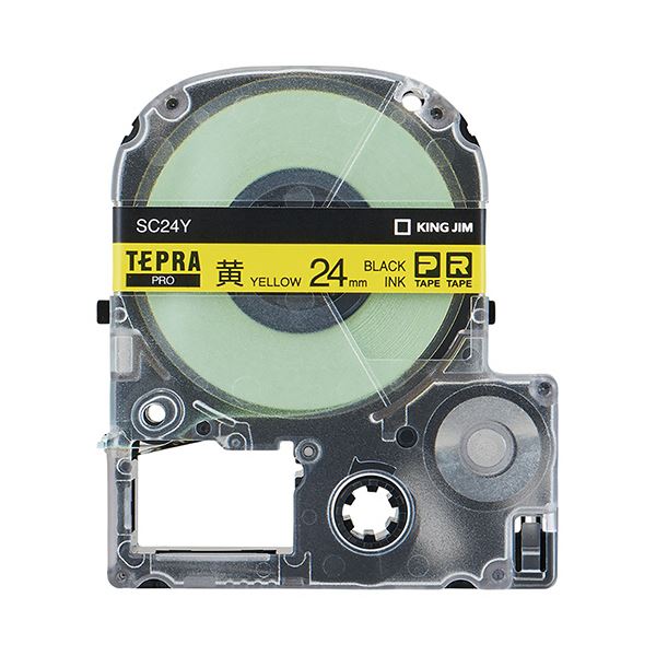 (まとめ）キングジム テプラ PRO テープカートリッジ パステル 24mm 黄/黒文字 SC24Y-5P 1パック(5個)【×3セット】 送料無料