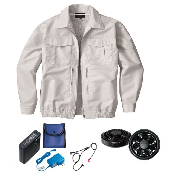 KU92130 空調服 R 綿ポリ混紡 スペーサー一体型 FAN2300B・RD9261・LISUPER1セット シルバー M 送料無料