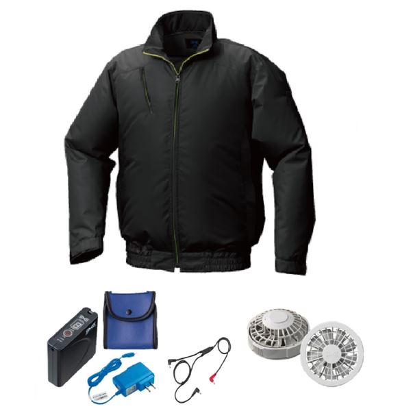 KU92010 空調服 R ポリエステル製 カジュアル FAN2200G・RD9261・LISUPER1セット ブラック 3L 黒 送料無料