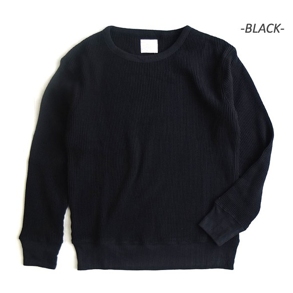 サーマル ワッフル アンダーシャツ XL ブラック 綿100％ スーパーヘビーウェイト 度詰め スウェット並み ミリタリーウェア 黒 極厚ワッフル素材で包まれる至高の快適さ 黒の巨大な防寒力を持つXLサイズアンダーシャツ 黒 送料無料