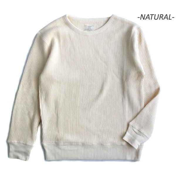 サーマル ワッフル アンダーシャツ L ナチュラル 綿100％ スーパーヘビーウェイト 度詰め スウェット並み ミリタリーウェア 送料無料