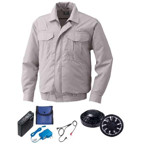 KU9055F 空調服 R 綿薄手 フルハーネス対応 FAN2200B・RD9261・LISUPER1セット シルバー M 送料無料