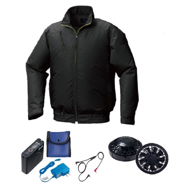 KU92010 空調服 R ポリエステル製 カジュアル FAN2200B・RD9261・LISUPER1セット ブラック 4L 黒 送料無料