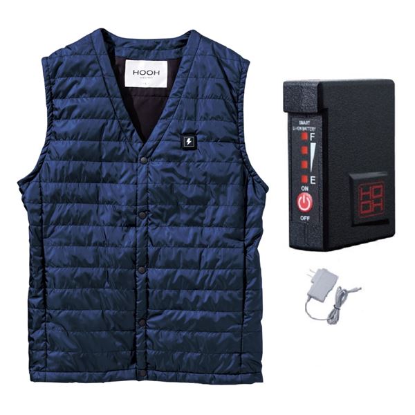 村上被服 1077 インナーヒートベスト ネイビー LL バッテリーセット（服：1077 + バッテリー：V1333） 送料無料