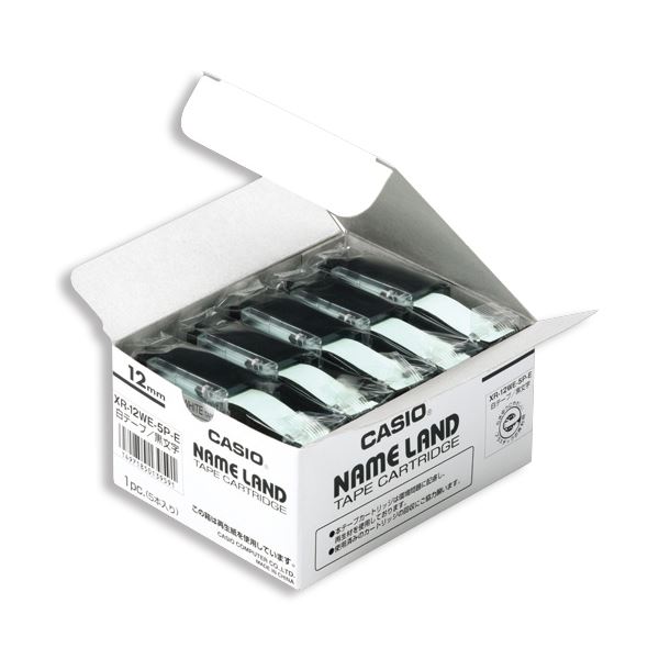 (まとめ）カシオ CASIO ネームランド NAME LAND スタンダードテープ 12mm×8m 透明/黒文字 XR-12X-5P-E 1パック(5個)【×3セット】 送料無料