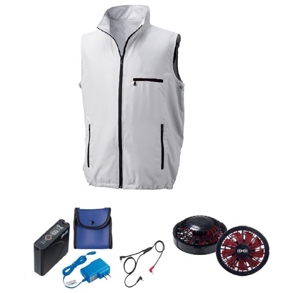 KU91830 空調服 R ポリエステル製 ベスト FAN2200BR・RD9261・LISUPER1セット シルバー 4L 送料無料