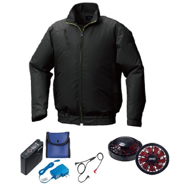 KU92010 空調服 R ポリエステル製 カジュアル FAN2200BR・RD9261・LISUPER1セット ブラック L 黒 送料無料