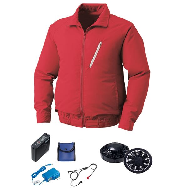 KU90510 空調服 R ポリエステル製 FAN2200B・RD9261・LISUPER1セット レッド L 赤