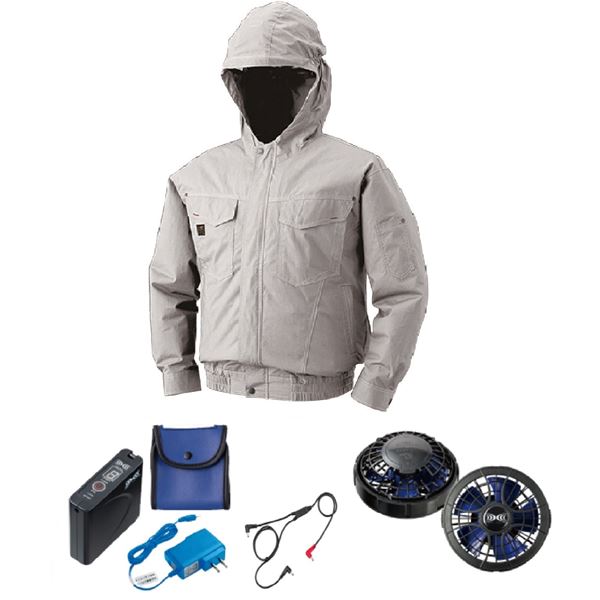 KU91410 空調服 R 綿薄手フード付 FAN2400SPBB・RD9261・LISUPER1セット シルバー L 送料無料