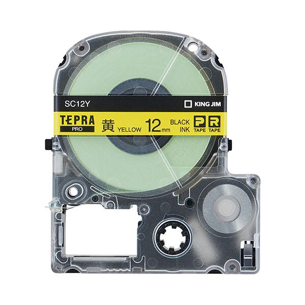 (まとめ）キングジム テプラ PRO テープカートリッジ パステル 12mm 黄/黒文字 SC12Y-5P 1パック(5個)【×3セット】 送料無料