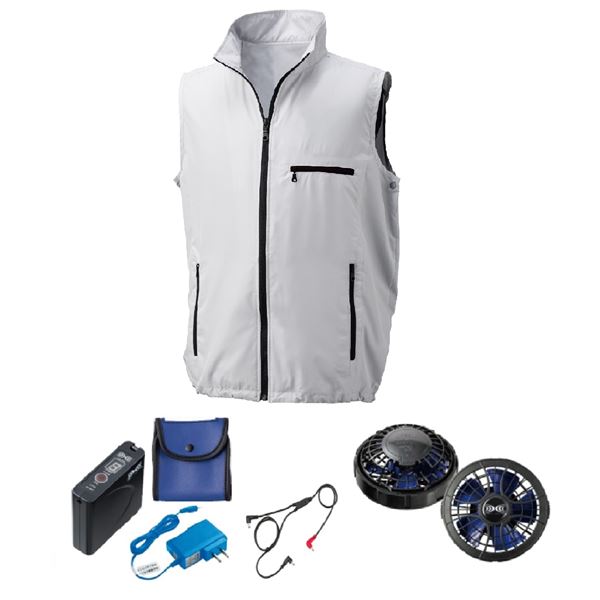 KU91830 空調服 R ポリエステル製 ベスト FAN2400SPBB・RD9261・LISUPER1セット シルバー 4L 送料無料