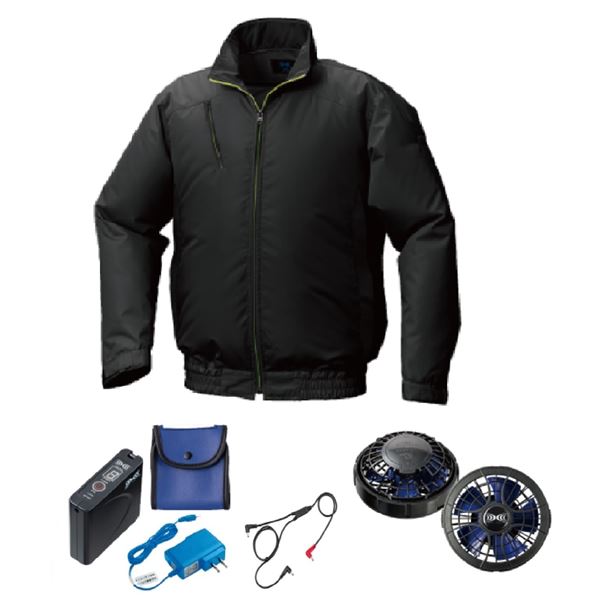 KU92010 空調服 R ポリエステル製 カジュアル FAN2400SPBB・RD9261・LISUPER1セット ブラック 3L 黒 送料無料