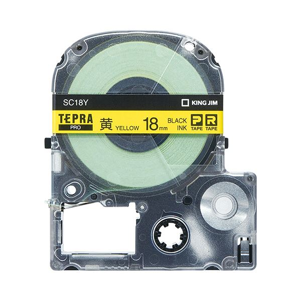 (まとめ) キングジム テプラ PRO テープカートリッジ パステル 18mm 黄／黒文字 SC18Y 1個 【×10セット】 送料無料